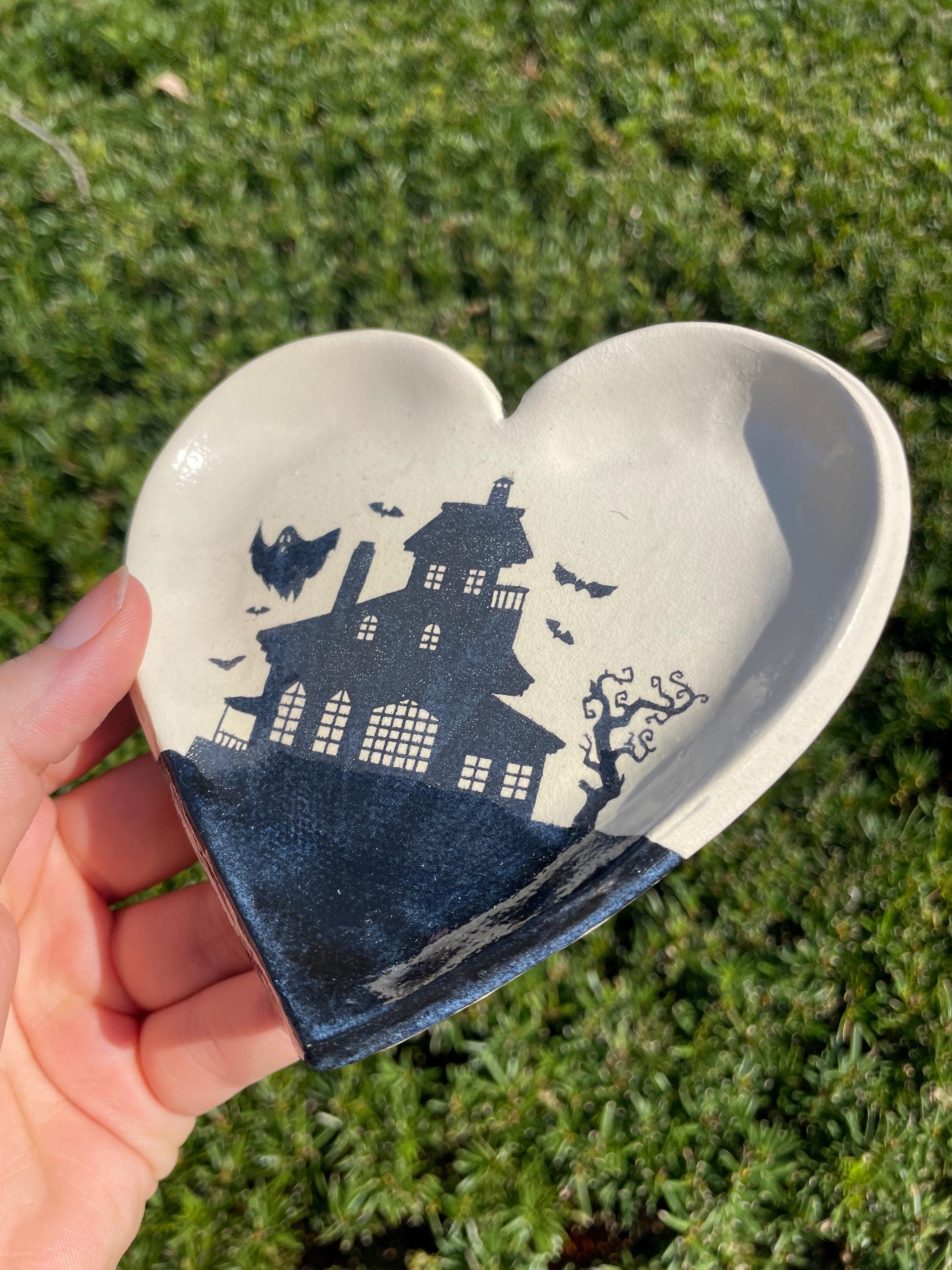 Haunted House Tray 3, Spooky Tray, Heart Dish, Graveyard Moonlight ...