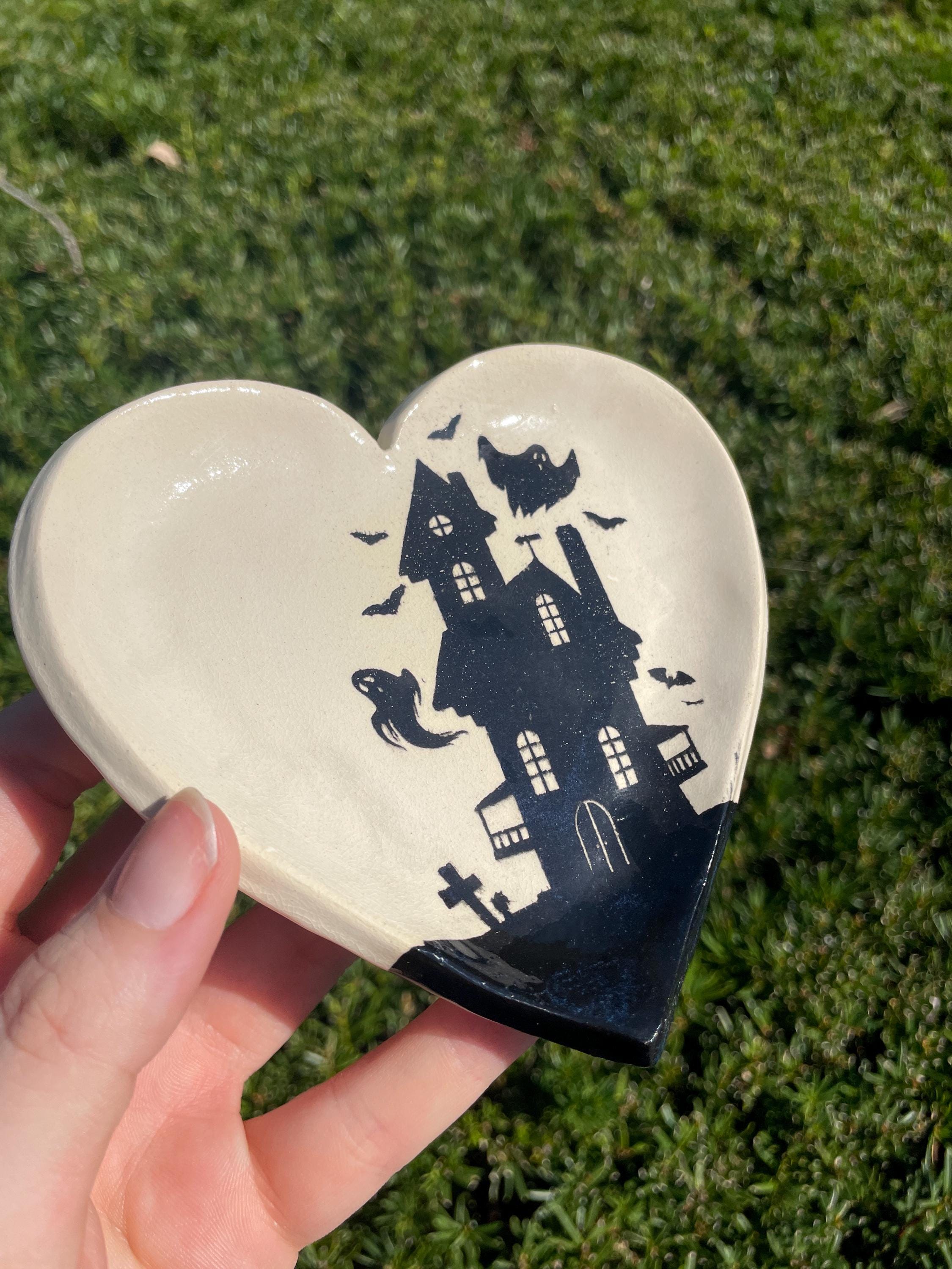 Haunted House Tray 5, Spooky Tray, Heart Dish, Graveyard Moonlight ...