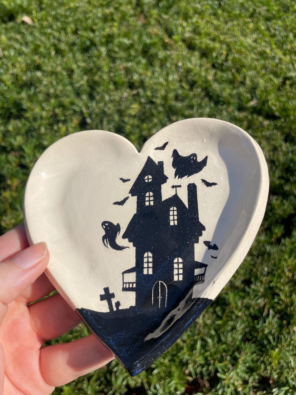 Haunted House Tray 5, Spooky Tray, Heart Dish, Graveyard Moonlight ...