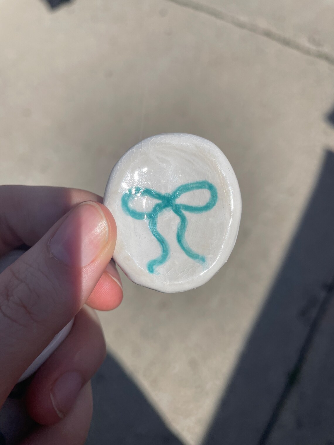 Mini Baby Blue Bow Worry Stone 3, Ceramic Worry Stone, Ceramic Art ...