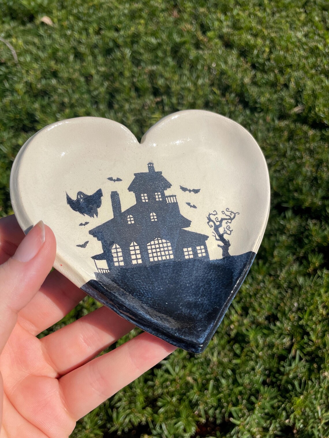 Haunted House Tray 3, Spooky Tray, Heart Dish, Graveyard Moonlight ...