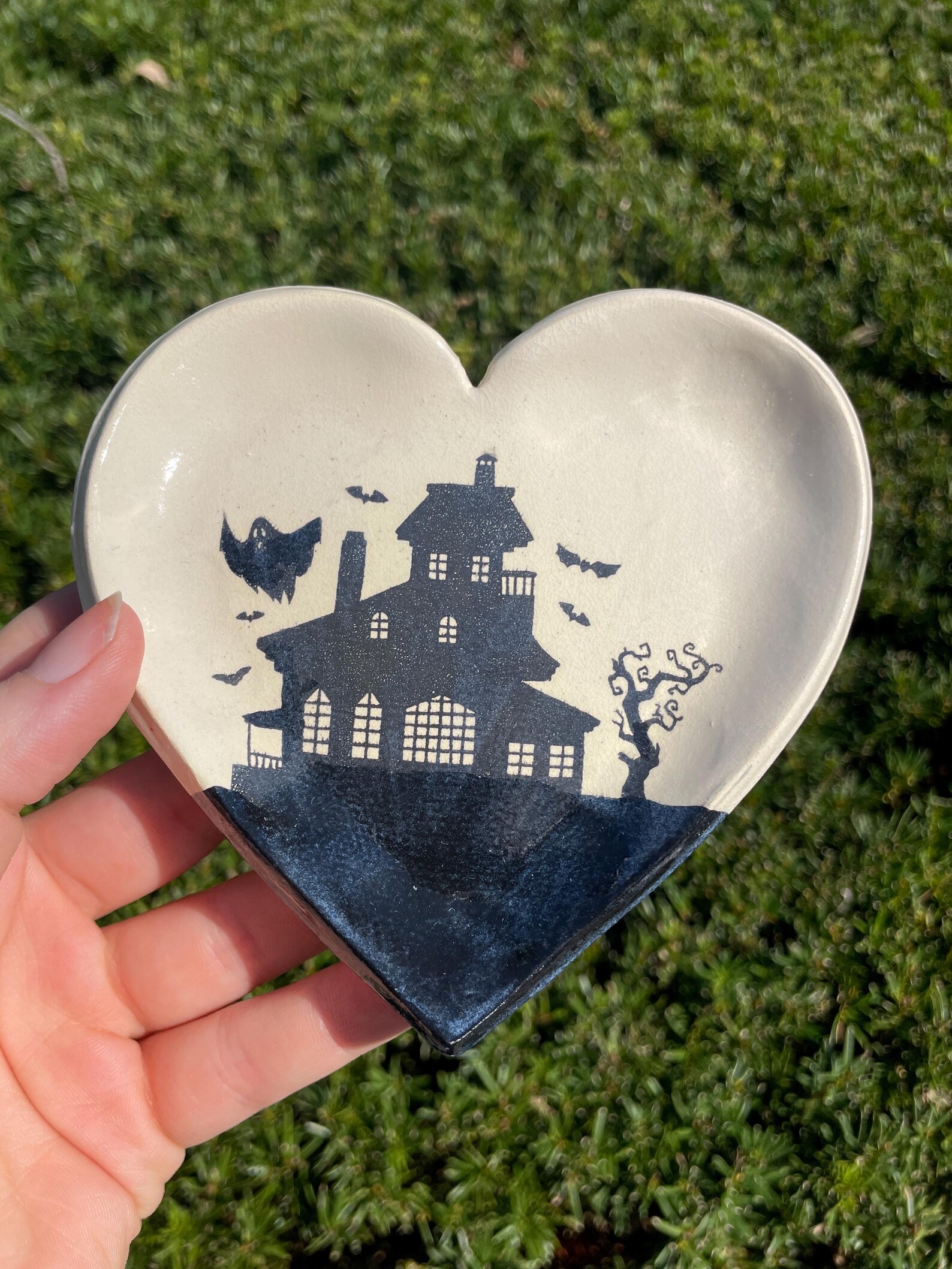 Haunted House Tray 3, Spooky Tray, Heart Dish, Graveyard Moonlight ...