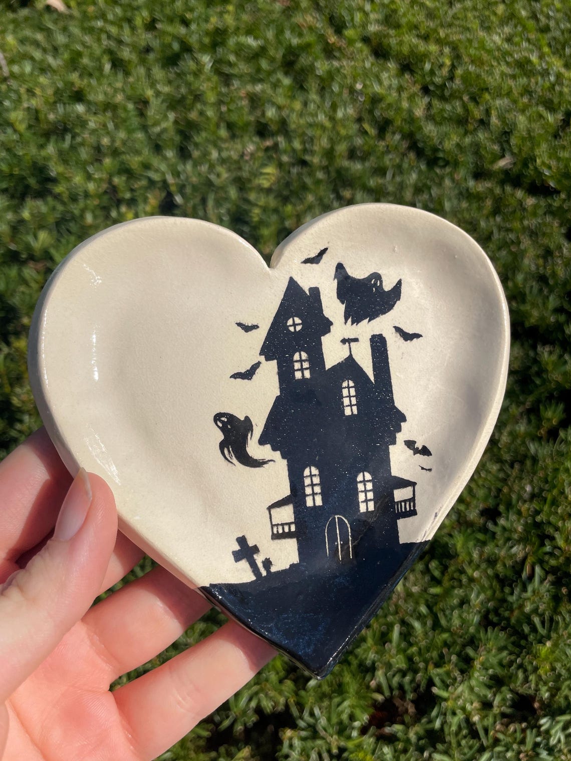 Haunted House Tray 5, Spooky Tray, Heart Dish, Graveyard Moonlight ...