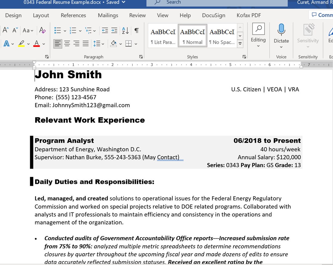 Expertly Crafted Federal Government Resume | 0343 & 0340 Job Series - Etsy