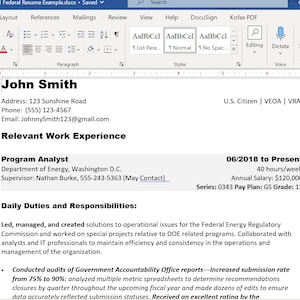 Expertly Crafted Federal Government Resume | 0343 & 0340 Job Series - Etsy