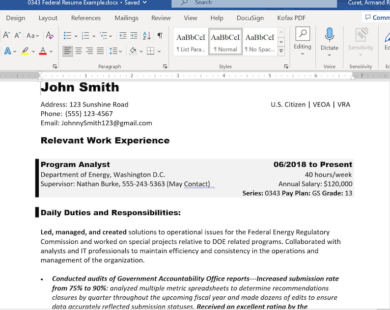 Expertly Crafted Federal Government Resume | 0343 & 0340 Job Series - Etsy