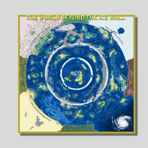 Flat Earth Map, World Beyond the Ice Wall, Semi-glossy Canvas Poster ...