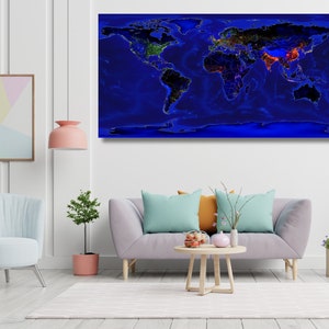 Population Density Heat Map of the World Canvas Wall Art, World ...