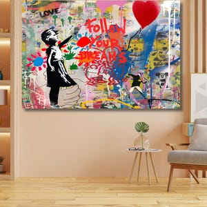 Banksy Style Canvas: Follow Your Dreams Graffiti Art Print - Etsy