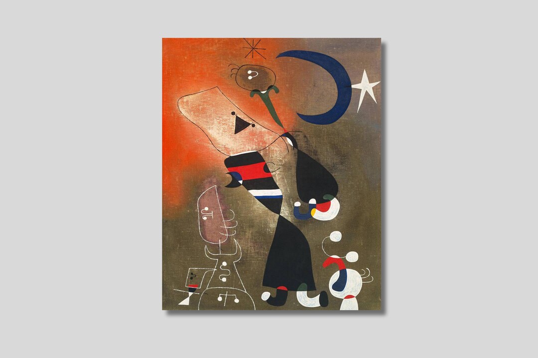 Joan Miró Women and Bird in the Moonlight Canvas Art, Surrealist ...