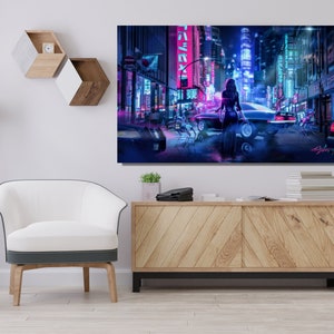 Cyberpunk Poster, Cyberpunk City Canvas Poster, Neo Futuristic Wall Art ...