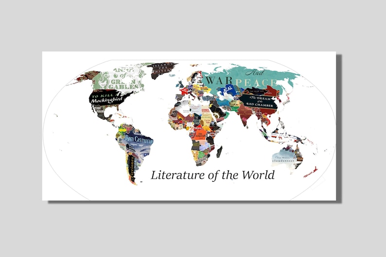 Literature of the World Map Canvas Poster, World Map Canvas Print ...