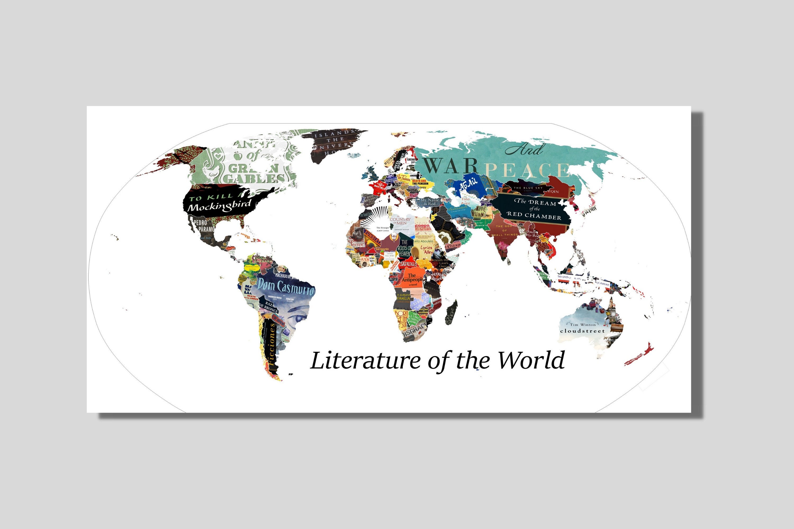 Literature of the World Map Canvas Poster, World Map Canvas Print ...