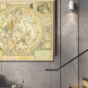 Vintage Astrology Map Poster, Planisphere Celeste Star Chart Map ...