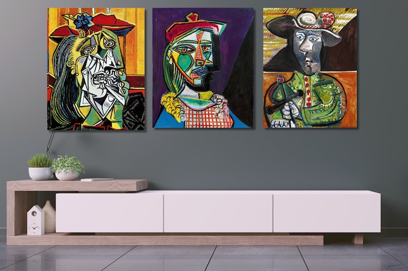 Set of 3 Pablo Picasso Canvas Wall Art, Pablo Picasso Portrait Artworks ...