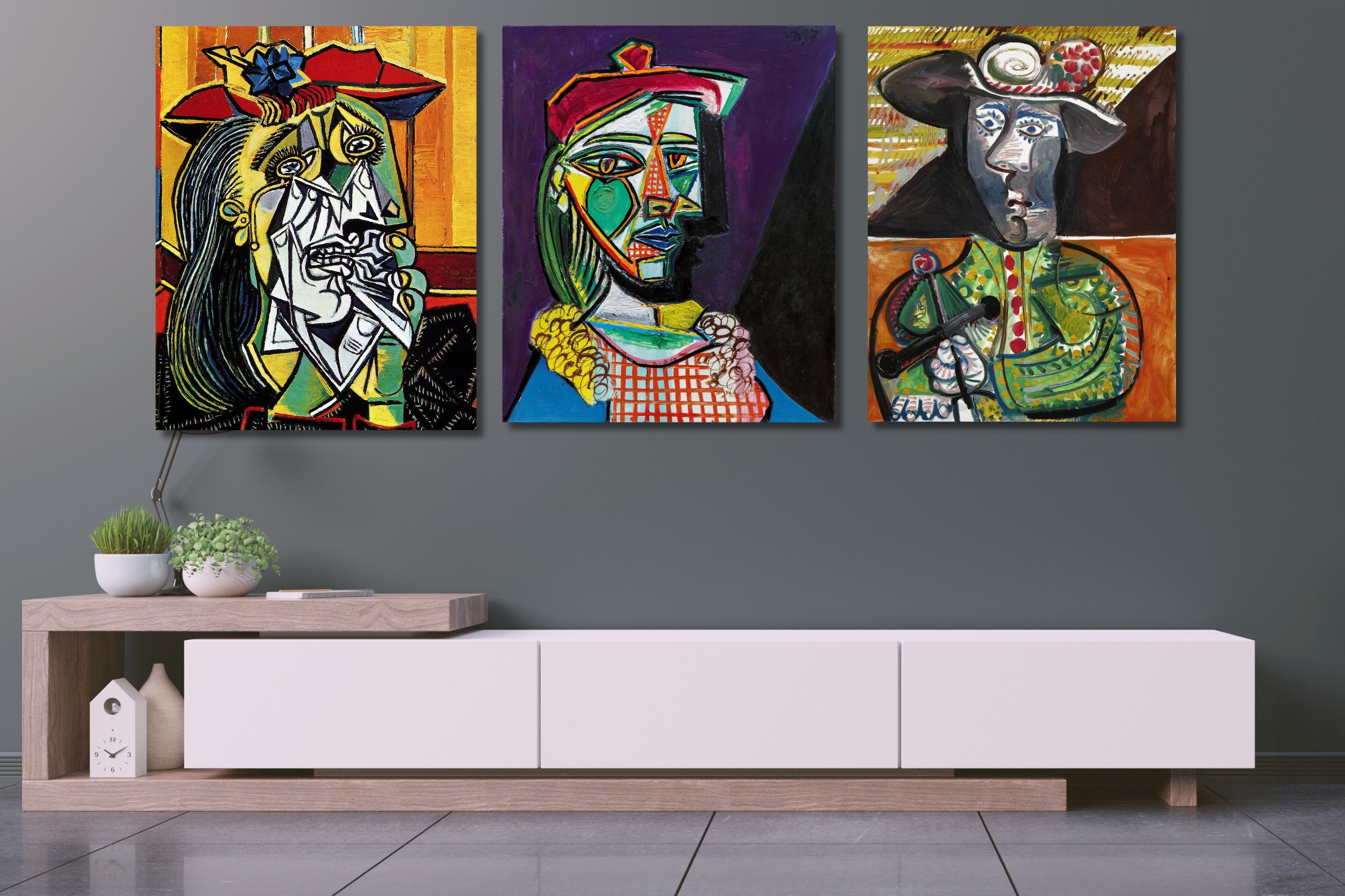 Set of 3 Pablo Picasso Canvas Wall Art, Pablo Picasso Portrait Artworks ...