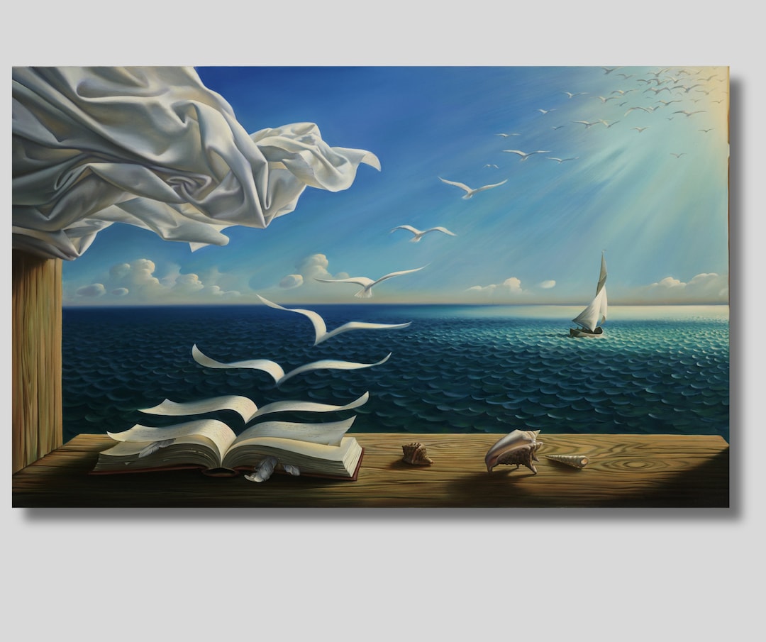 Salvador Dali Book to Birds Canvas Wall Art, Dali Exhibition Poster ...