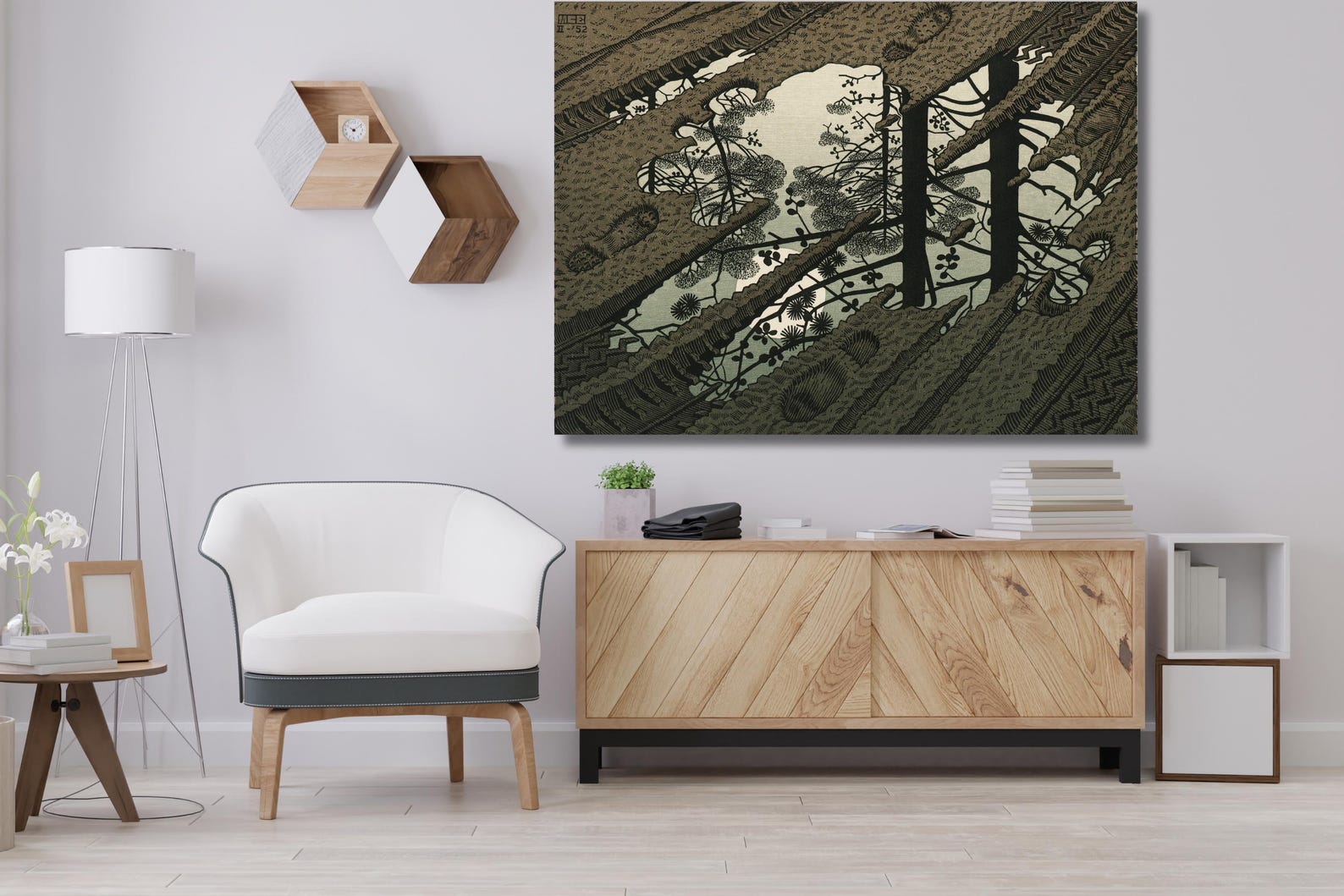 Escher Puddle Print: Abstract Reflection Art, Modern Decor - Etsy