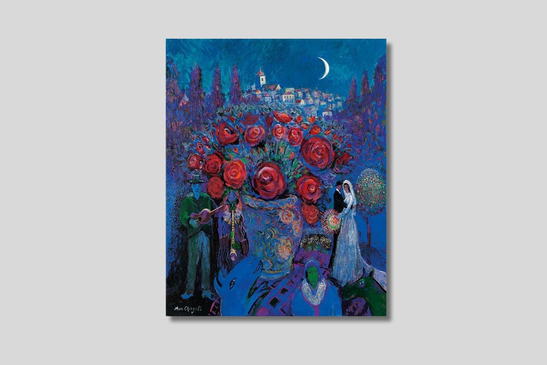 Marc Chagall Canvas Wall Art, Marc Chagall Roses Art Print, Chagall ...