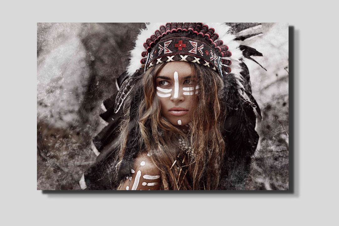 Native American Girl Poster, American Indian Art, Native Woman Canvas ...