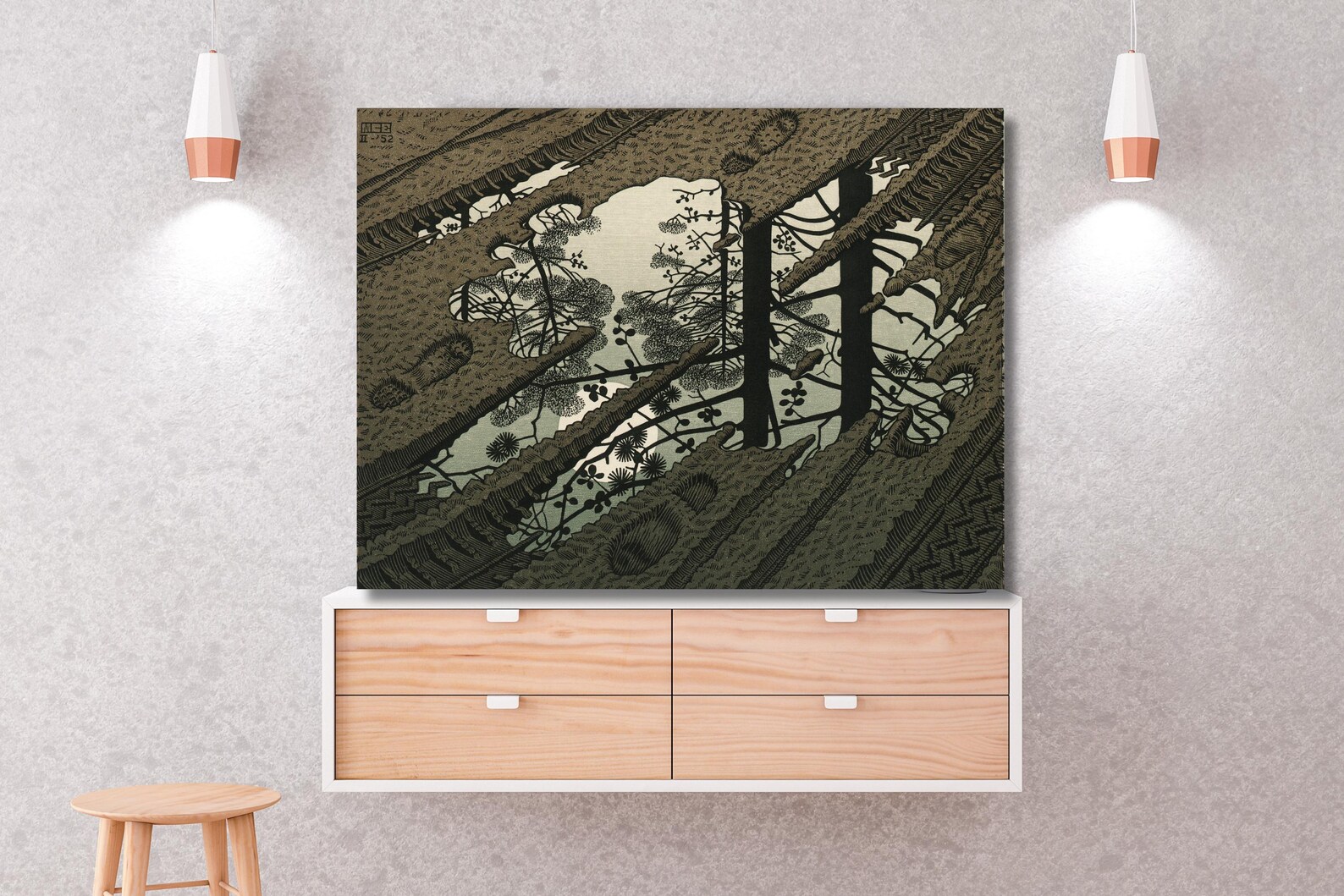 Escher Puddle Print: Abstract Reflection Art, Modern Decor - Etsy