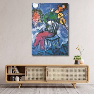 Marc Chagall 'the Blue Violinist' Exhibition Canvas Art - Etsy