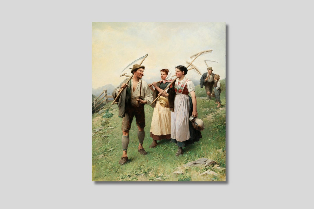 Adolf Luben Canvas Wall Art, Return From Haymaking on the Alpine ...