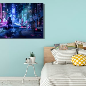 Cyberpunk Poster, Cyberpunk City Canvas Poster, Neo Futuristic Wall Art ...