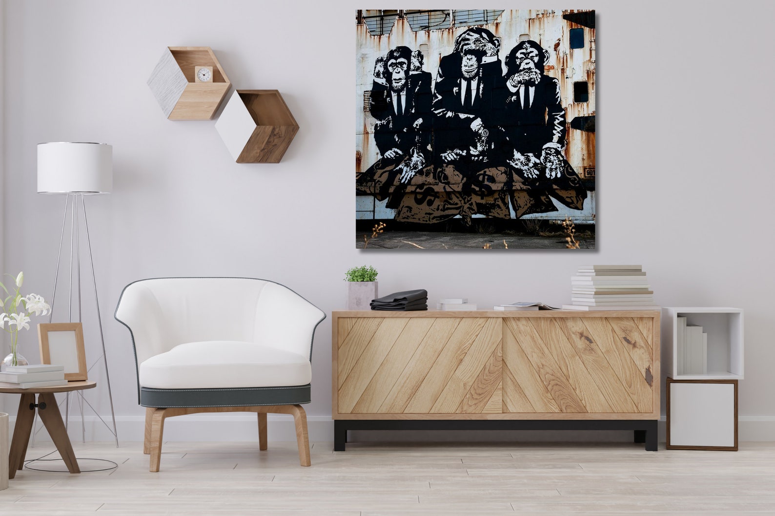 Banksy Three Wise Monkeys Canvas Print: Graffiti Wall Art - Etsy