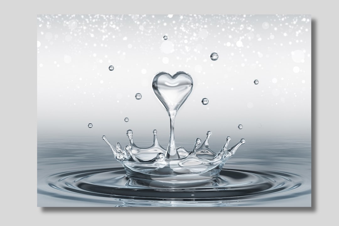 Heart Drop Splash Wall Art, Heart Drop Canvas, Water Droplet Poster ...