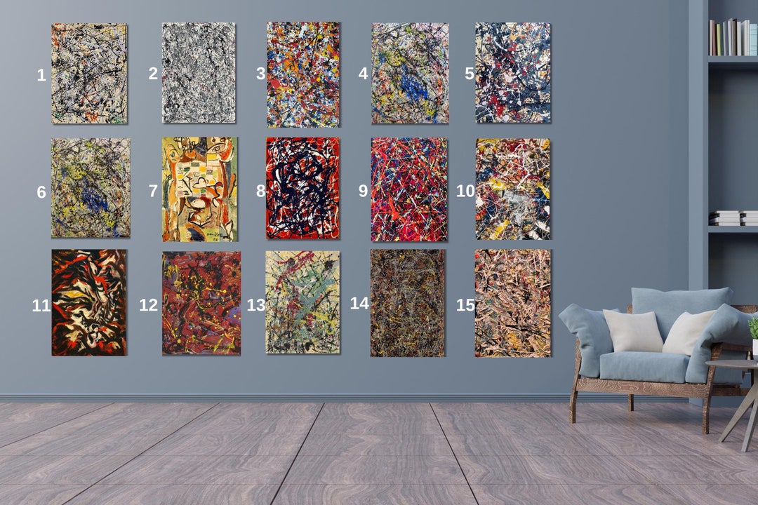 Set of 3 Custom Jackson Pollock Canvas Wall Art, Abstract Print, Modern ...