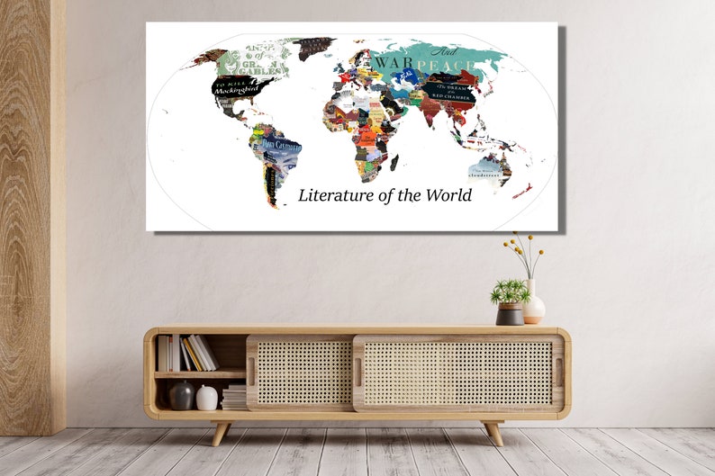 Literature of the World Map Canvas Poster, World Map Canvas Print ...