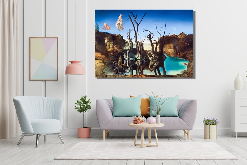 Salvador Dali Swans Reflecting Elephants Print: Surrealist Wall Art - Etsy
