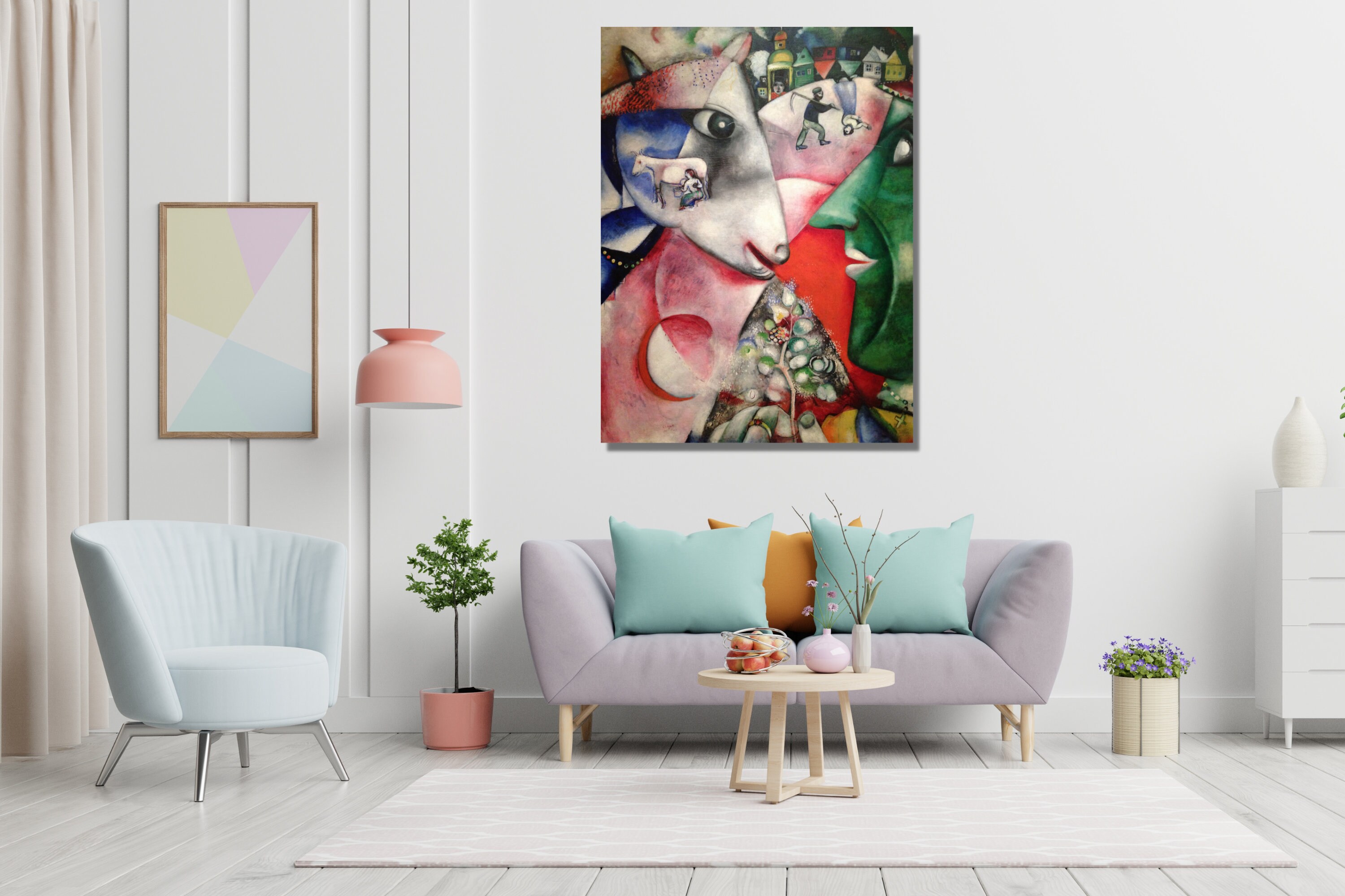 Marc Chagall Canvas Wall Art, Marc Chagall I and the Village Art Print ...