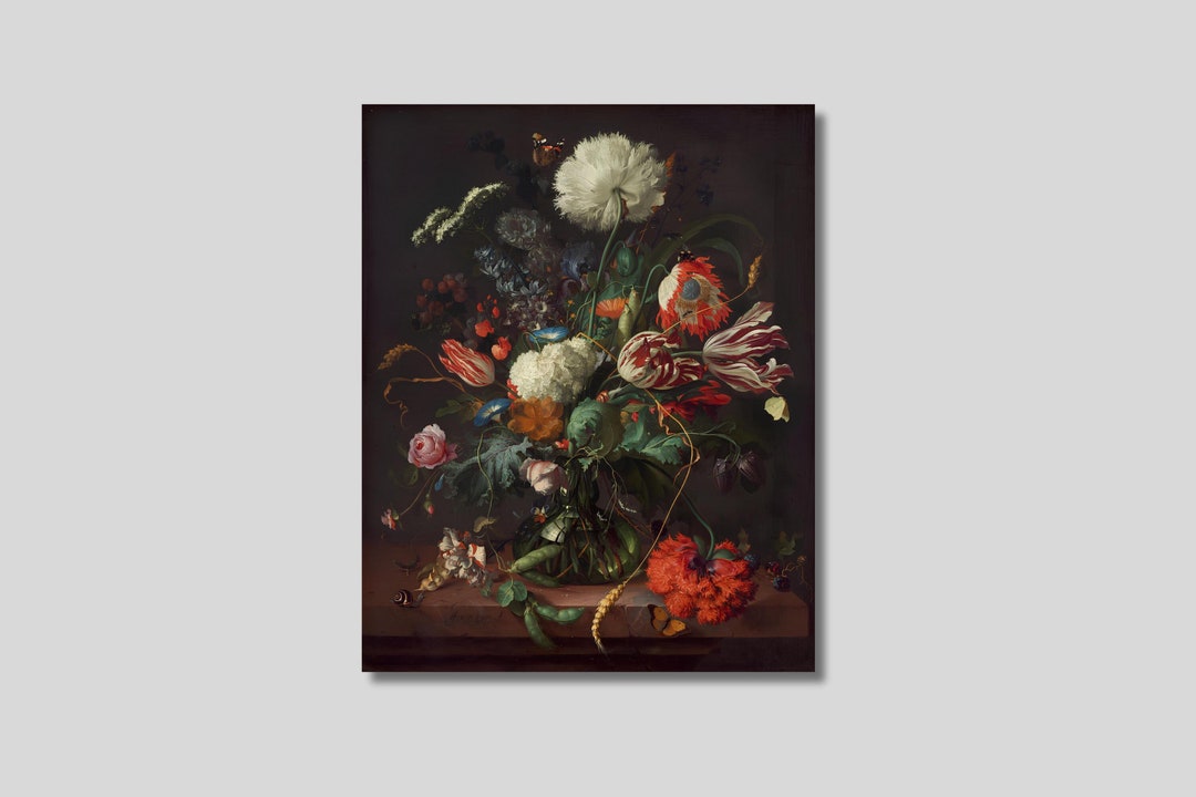 Jan Davidsz De Heem Vase of Flowers Canvas Wall Art, Floral Art, Flower ...