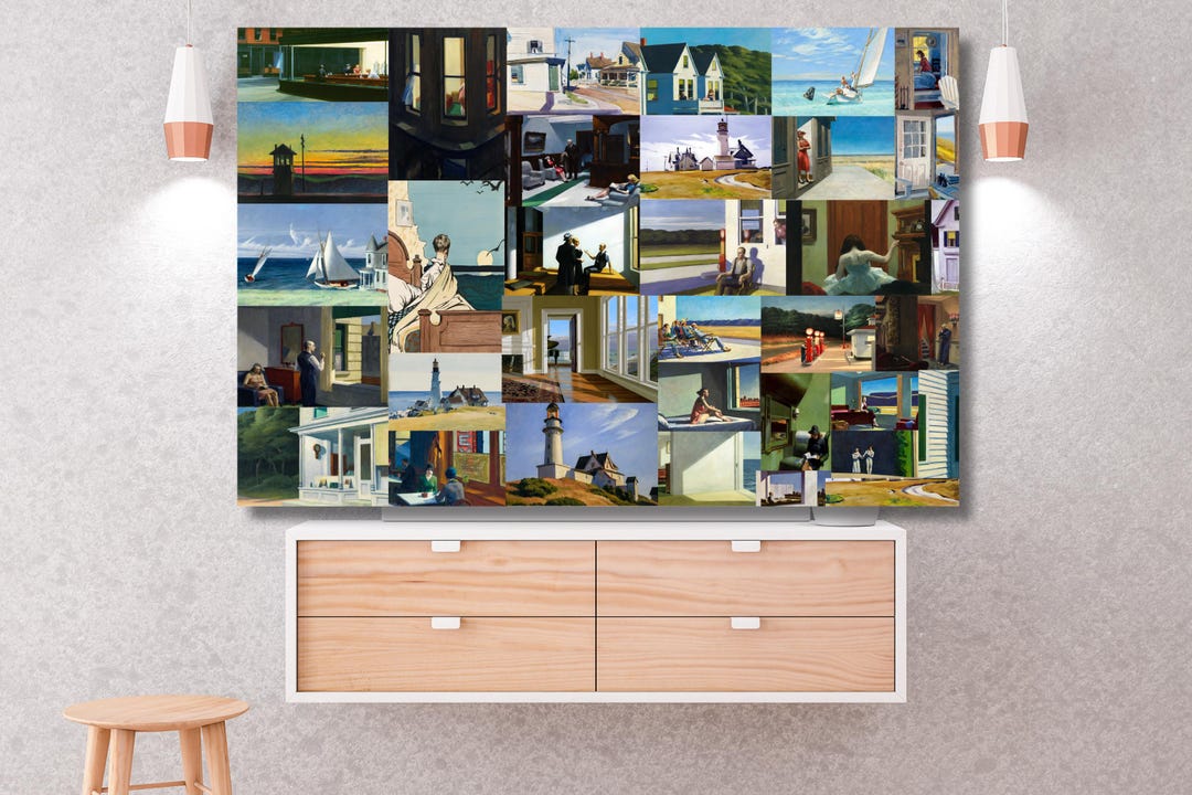 Edward Hopper Collage Canvas Wall Art: Modern American Realism - Etsy