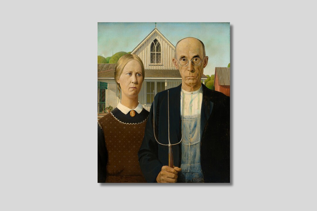 American Gothic by Grant Wood Canvas Wall Art, Grant Wood Artwork ...