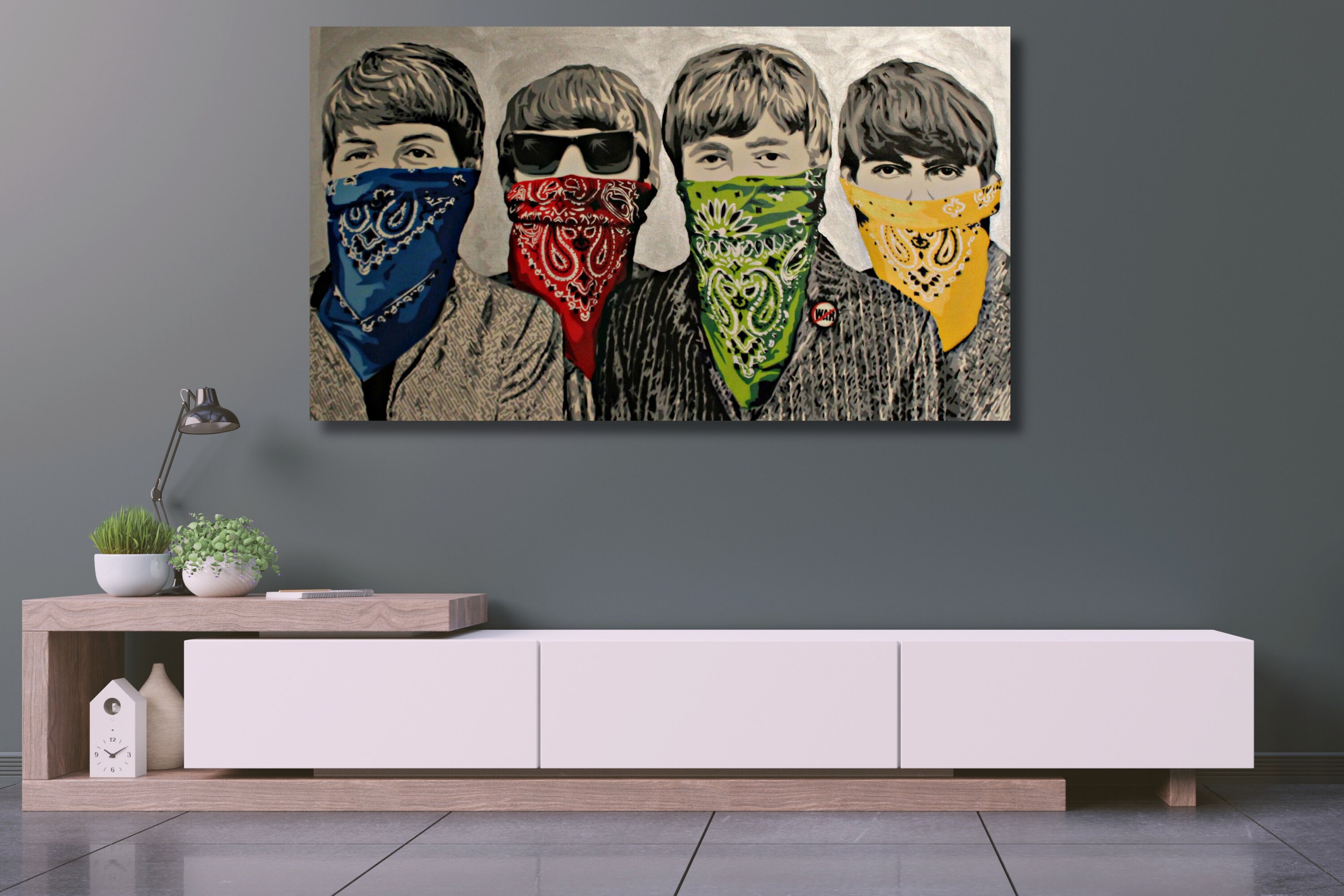 Banksy Beatles Canvas Print, Banksy Bandanas Graffiti Art, Canvas the ...