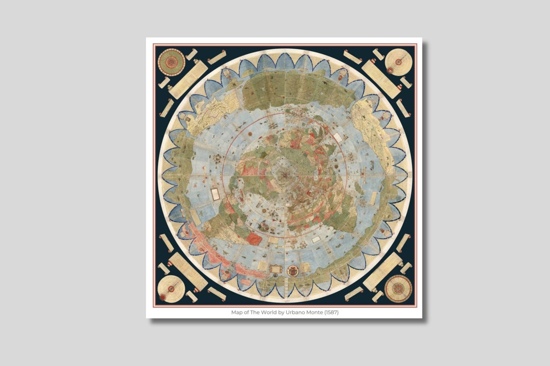 Ancient Flat Earth Map Canvas Print, Vintage World Map Poster by Monte ...