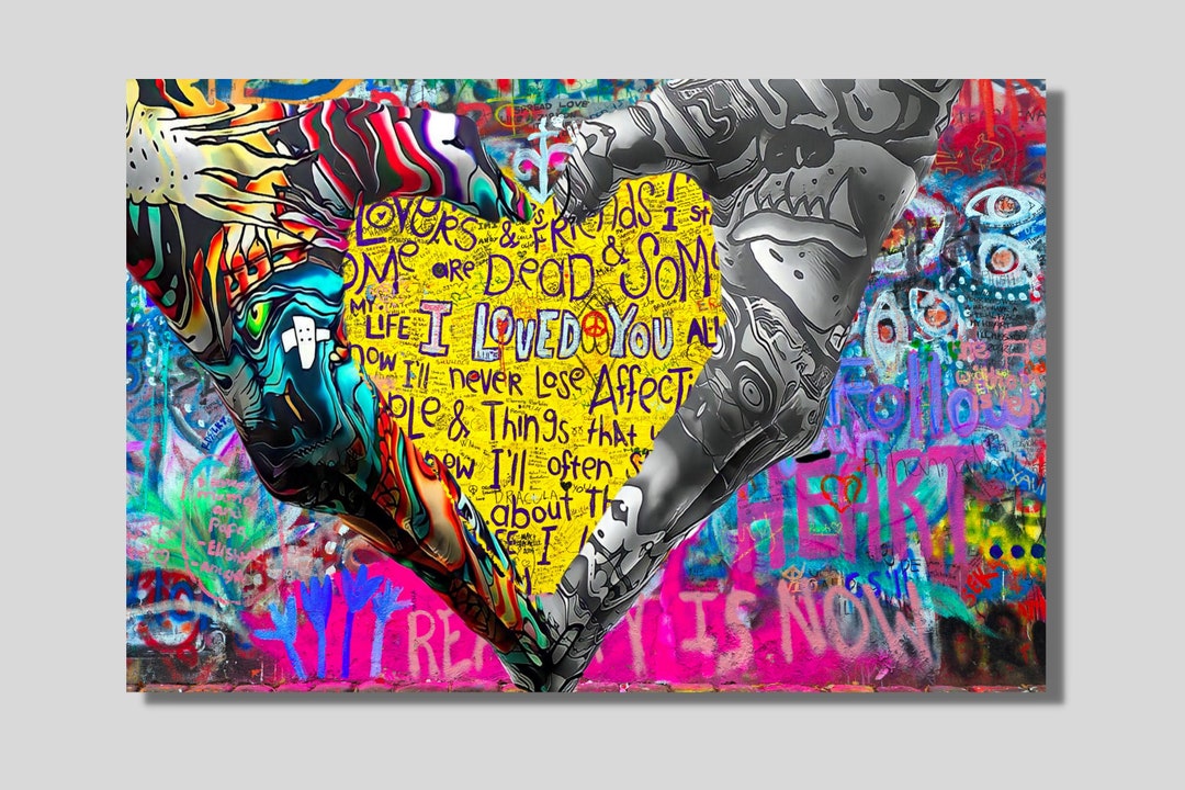 I Loved You Graffiti Art: Colorful Heart Hands Print, Urban Street ...