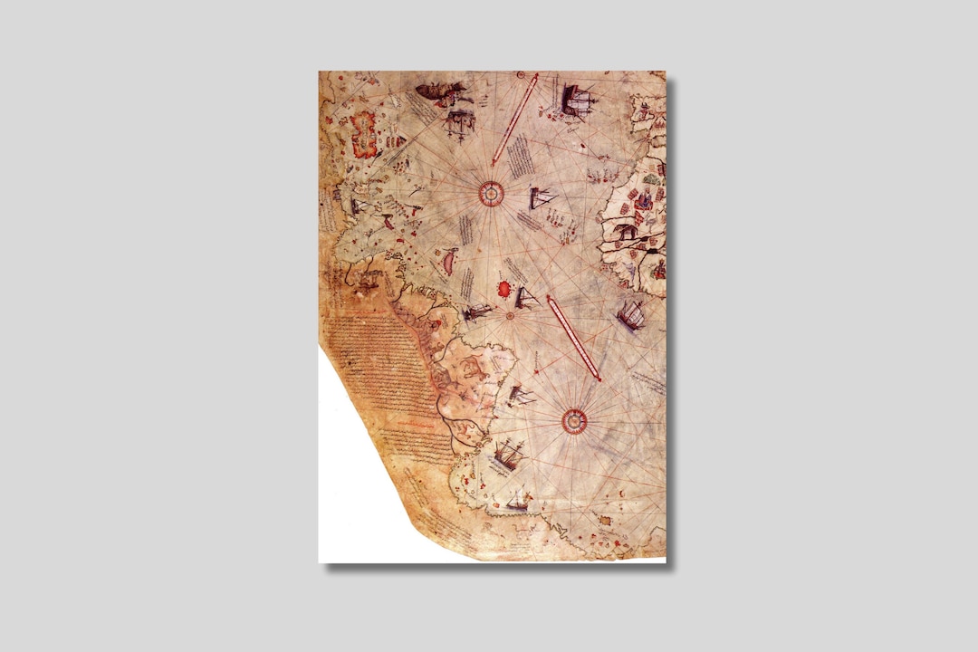 Piri Reis Map Canvas Print, XVI. Century World Map, Vintage Map ...