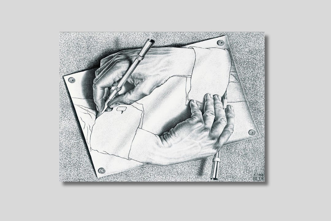 Drawing Hands by Maurits Cornelis Escher Canvas Wall Art, MC Escher Art ...