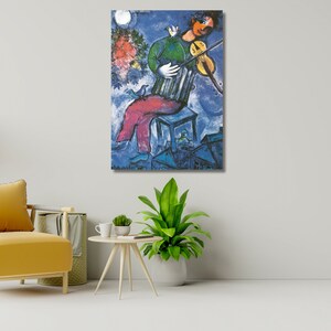 Marc Chagall 'the Blue Violinist' Exhibition Canvas Art - Etsy