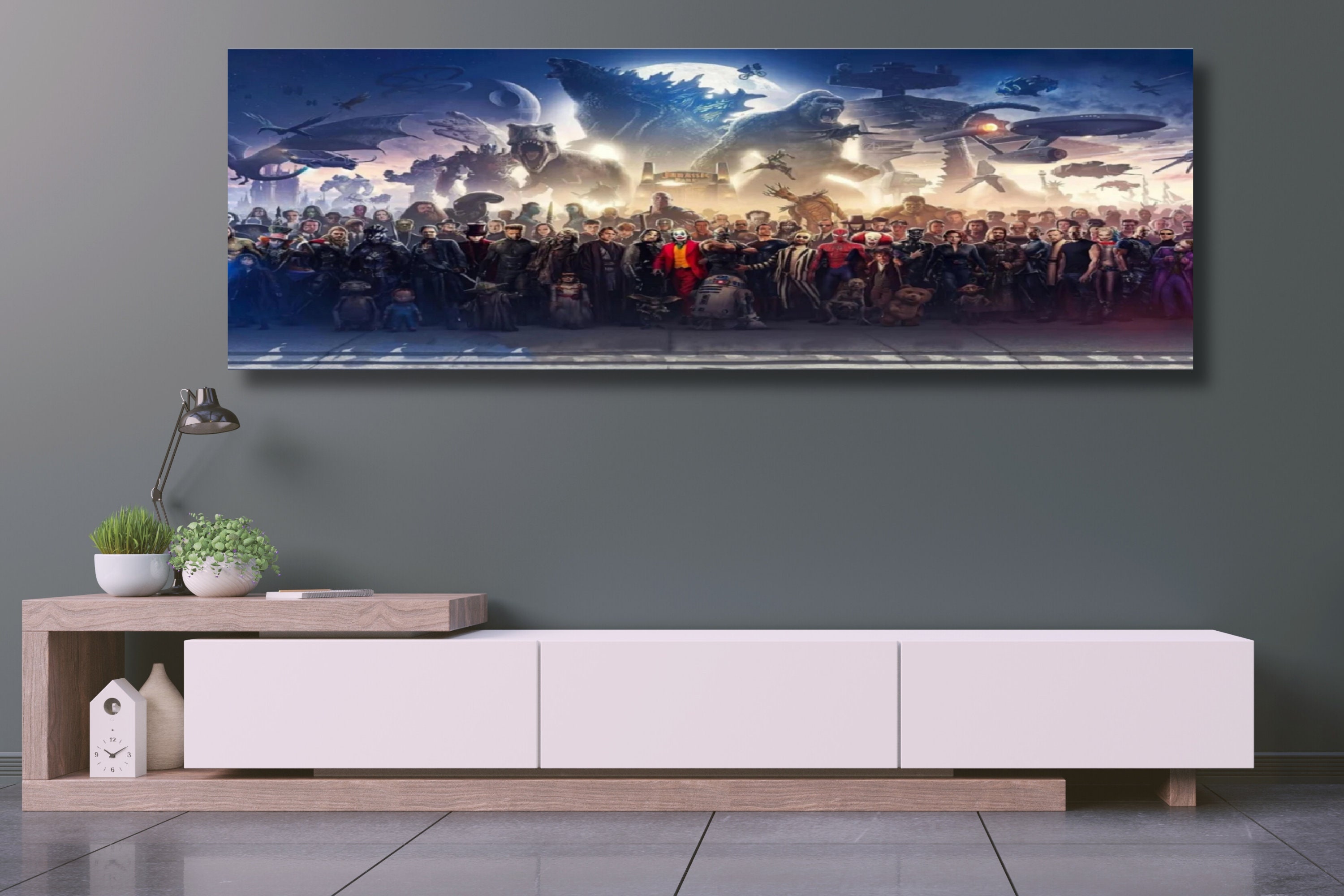 150 Movie Blockbuster Characters Panorama Canvas Wall Art Wall - Etsy
