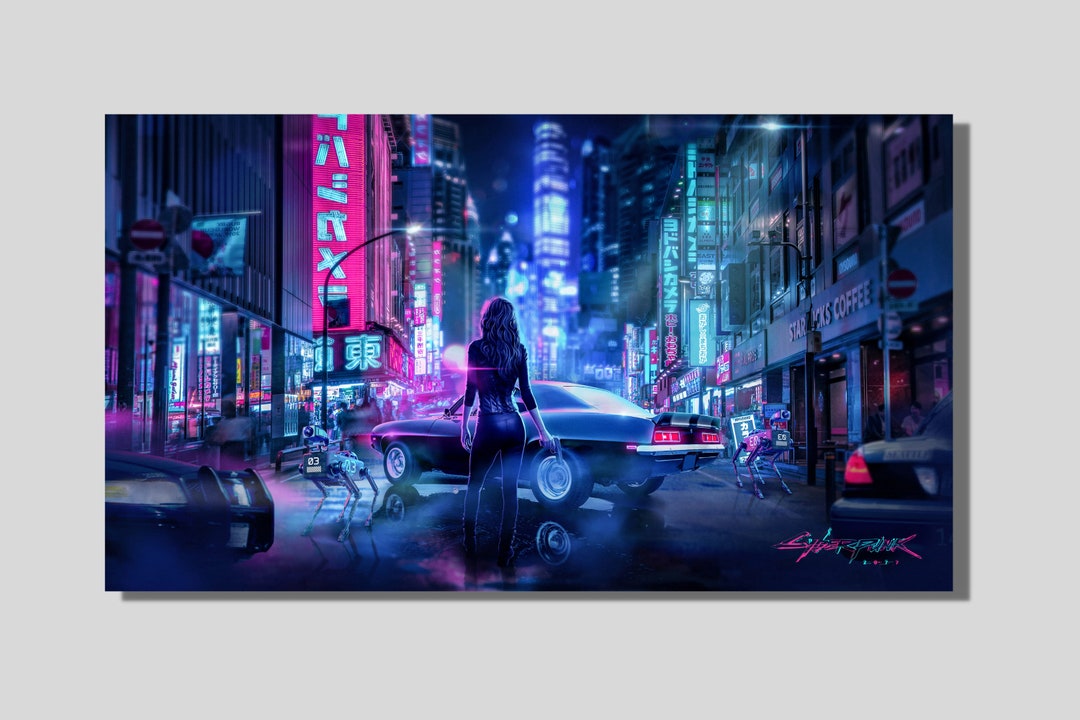 Cyberpunk Poster, Cyberpunk City Canvas Poster, Neo Futuristic Wall Art ...