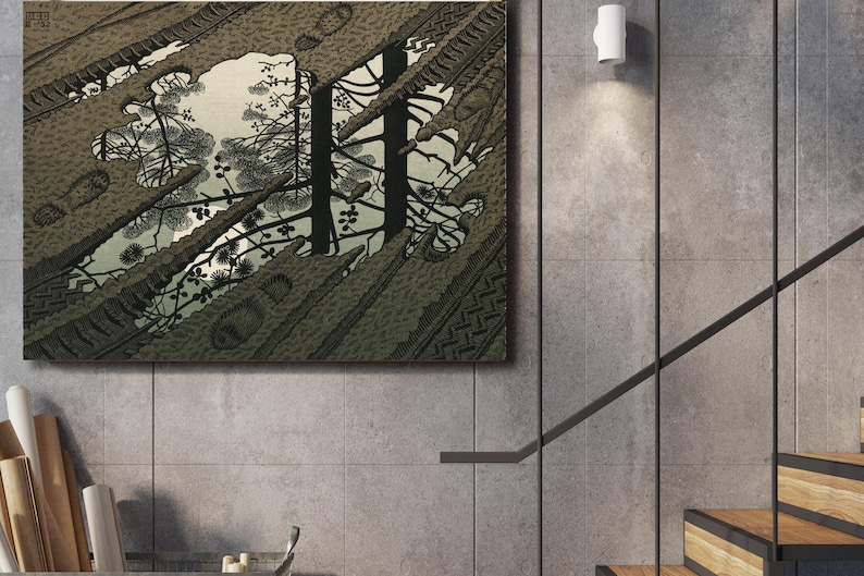 Escher Puddle Print: Abstract Reflection Art, Modern Decor - Etsy