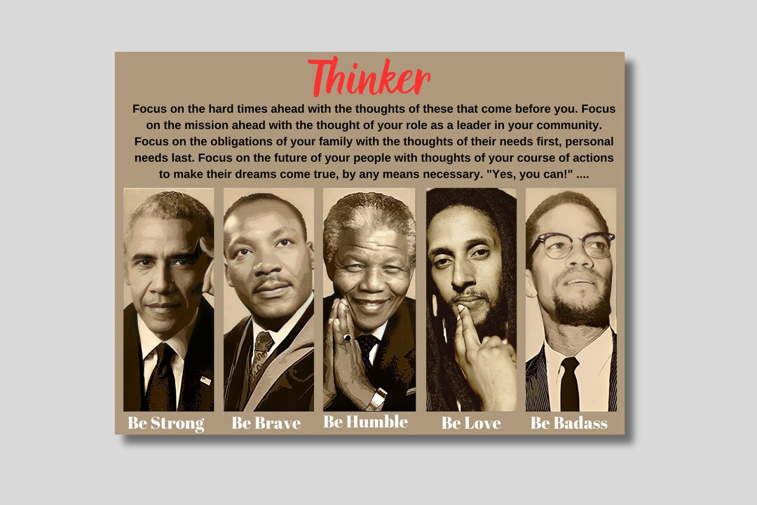 Thinker Canvas Wall Art, Civil Rights Poster, Martin, Obama, Malcolm X ...