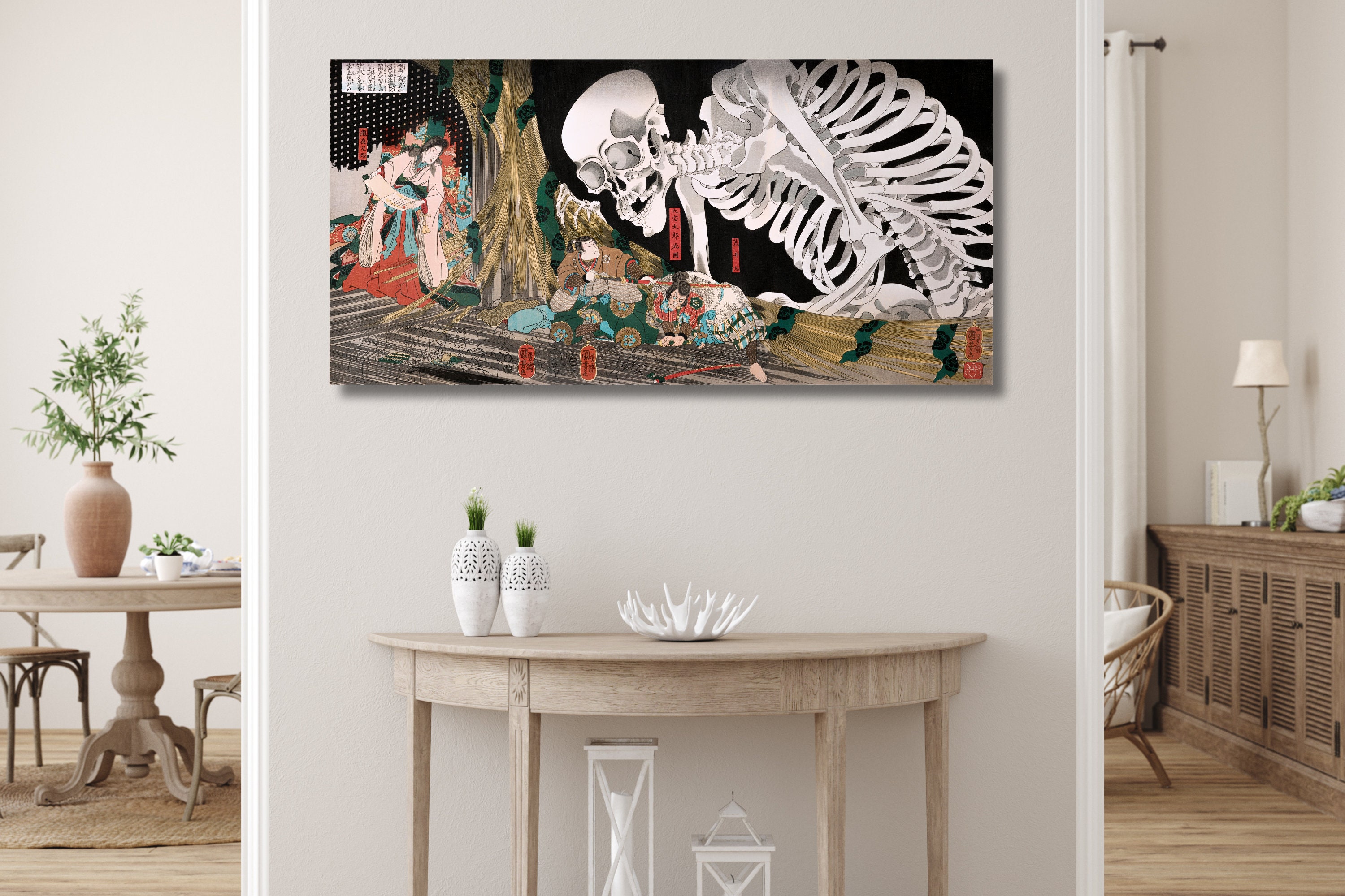 Utagawa Kuniyoshi, Witch and Skeleton Spectre Canvas Print: Ukiyo-e ...