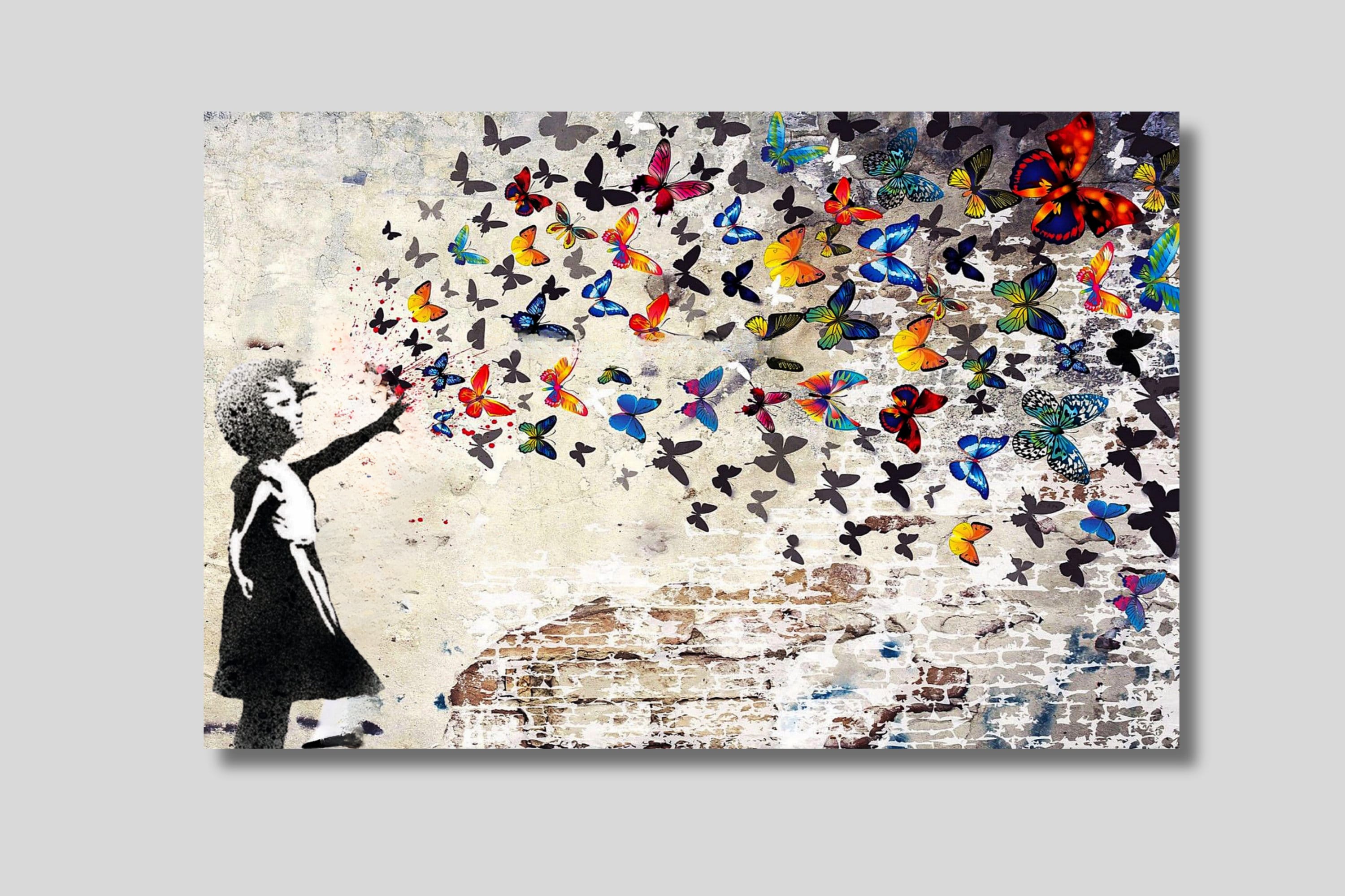 Banksy Wall Art Graffiti Wall Art Colorful Butterfly Girl - Etsy