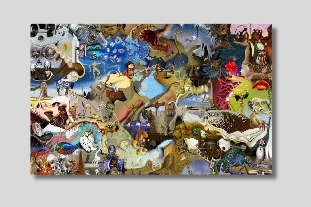 Salvador Dali Collage Canvas Art Print: Surreal Home Decor - Etsy